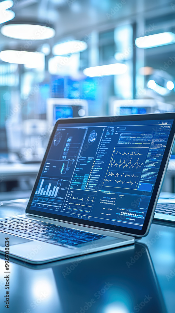 Digital tablet displaying an electronic health record (EHR) system with ...