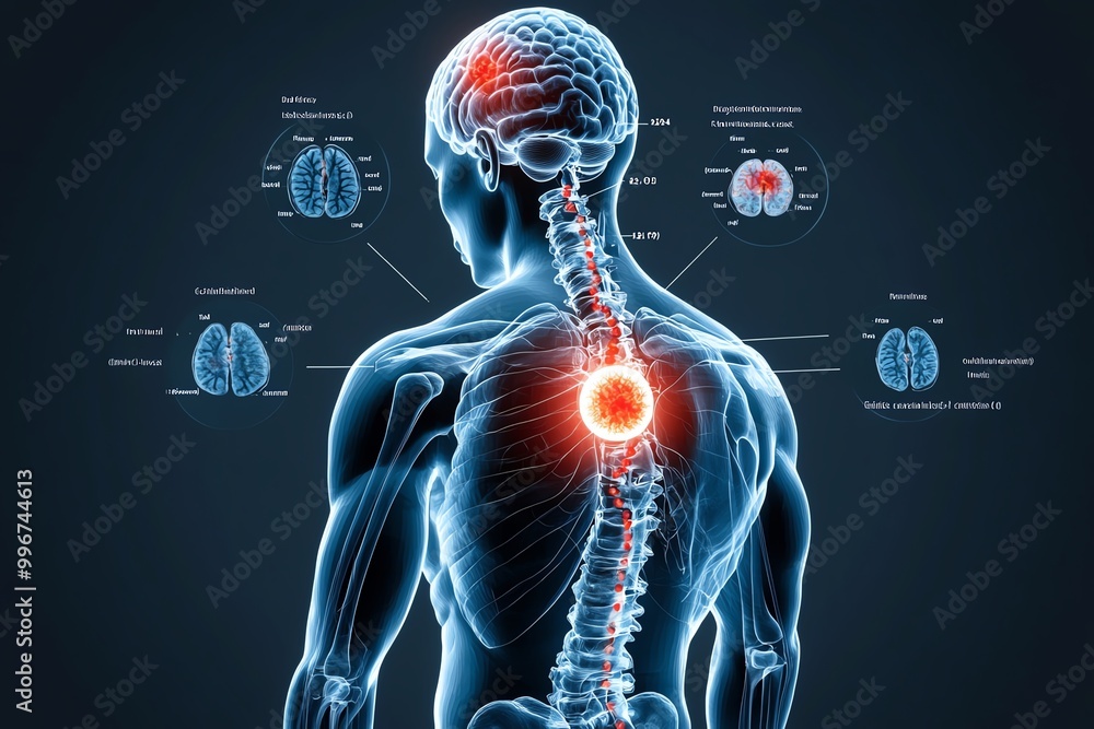 Realistic medical illustration showing the effect of hormone ...