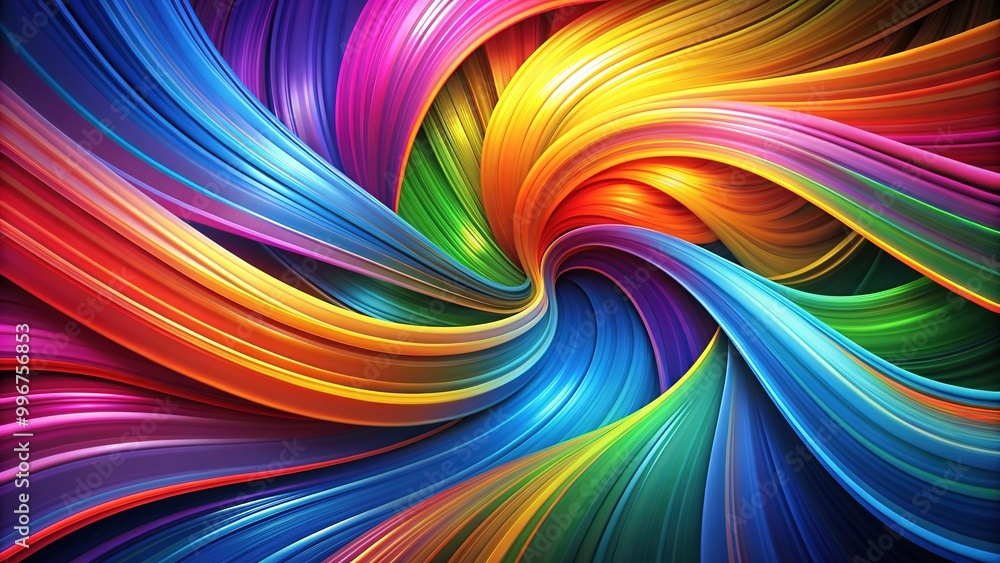 Dynamic swooping lines and bold underlines in vibrant colors intersect ...