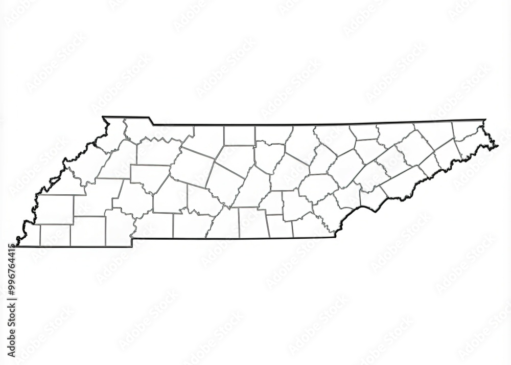Simple outline map of Tennessee, USA, with bold black borders and white ...