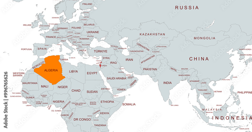 Map of israel and algeria . Highlighting the two countries on the map ...