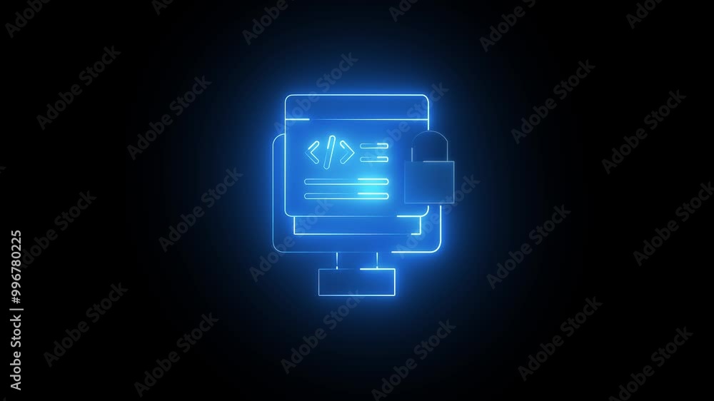 Neon coding brackets with neon security - dynamic programming icon ...