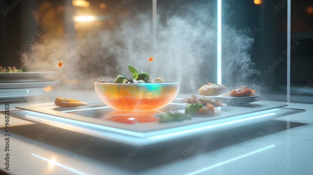 Futuristic Holographic Breakfast Levitating dishes self assembling ...