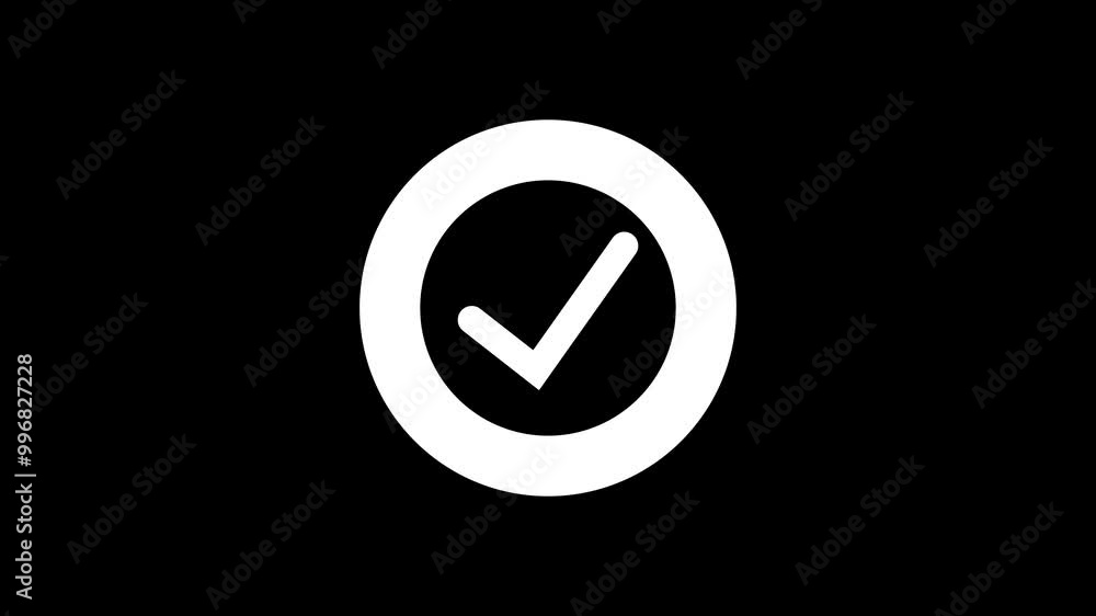 Check mark inside a circle with a black background for strong visual ...