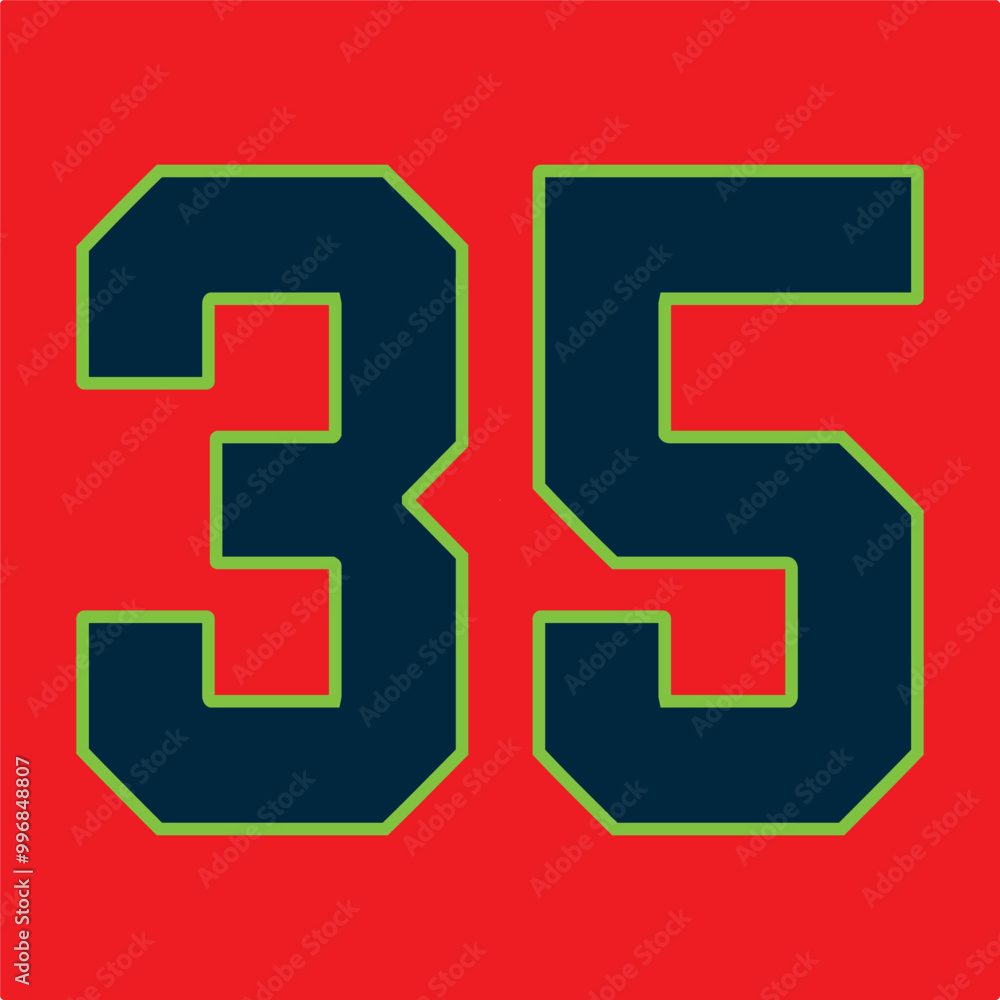 35 Classic Vintage Sport Jersey / Uniform numbers in black with a black ...