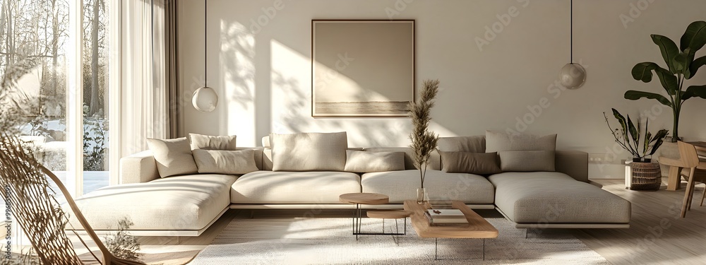 Refined and serene Scandinavian inspired contemporary living area ...