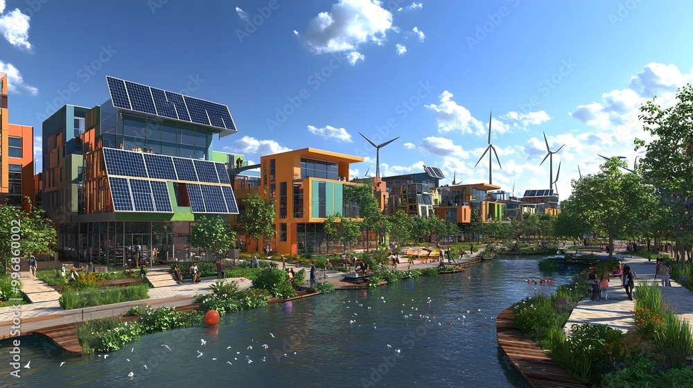 Renewable energy infrastructure seamlessly integrated into urban ...