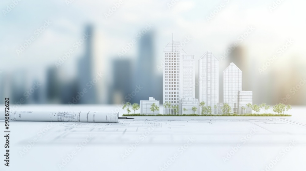 High-rise building design featuring skyscraper blueprints and models ...