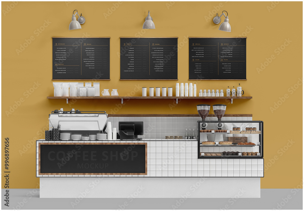 Coffee Shop Stand Mockup Stock Template | Adobe Stock