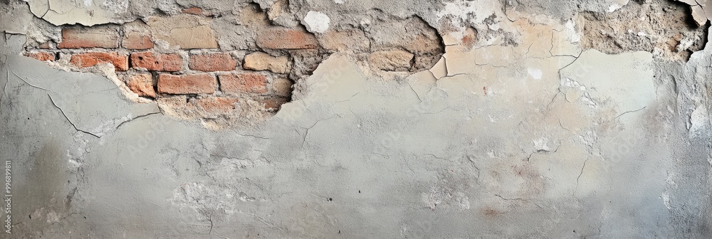 Crumbling plaster wall texture, with exposed brick showing through and ...
