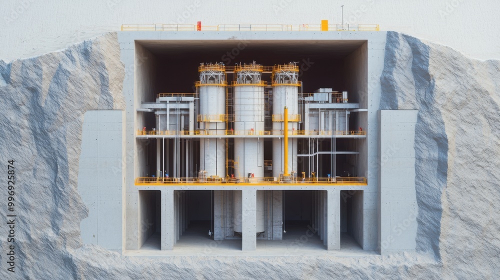A cross-section of a tunnel showing different layers of construction ...