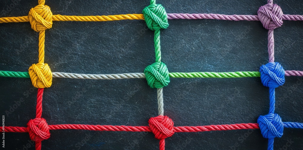 Strong diverse rope network concept integrate braid color background ...