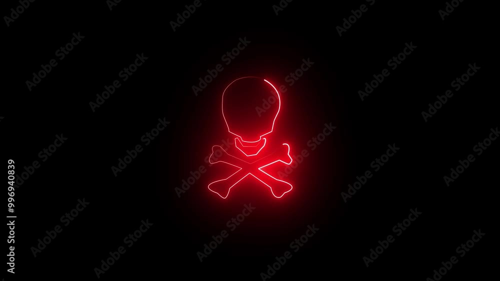 Abstract Neon Hard danger Background video . Danger icon made of neon ...