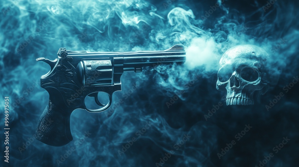 A spooky image shows a 3D ghost gun with smoke coming out of it. There ...