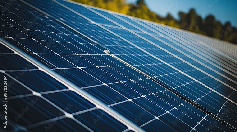 Zoomed-in image of solar panel edges, featuring the connection points ...