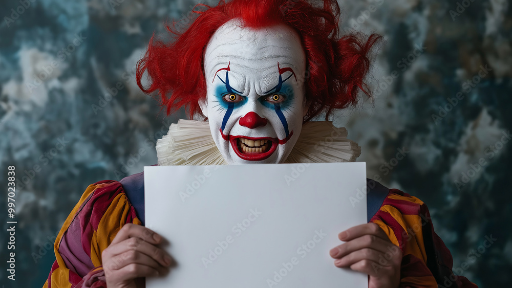Clown. A person holding a white piece of paper and holding it up in ...
