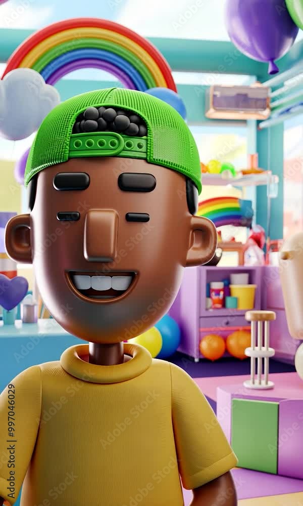 Joyful Cartoon Character Smiling in a Colorful and Playful 3D ...