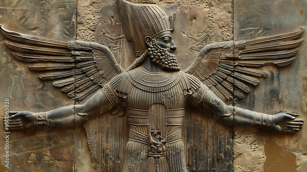 Fotografia do Stock: Ancient Sumerian Gods old anunnaki structure of Anunnaki. Enlil, Enki, Ea ...