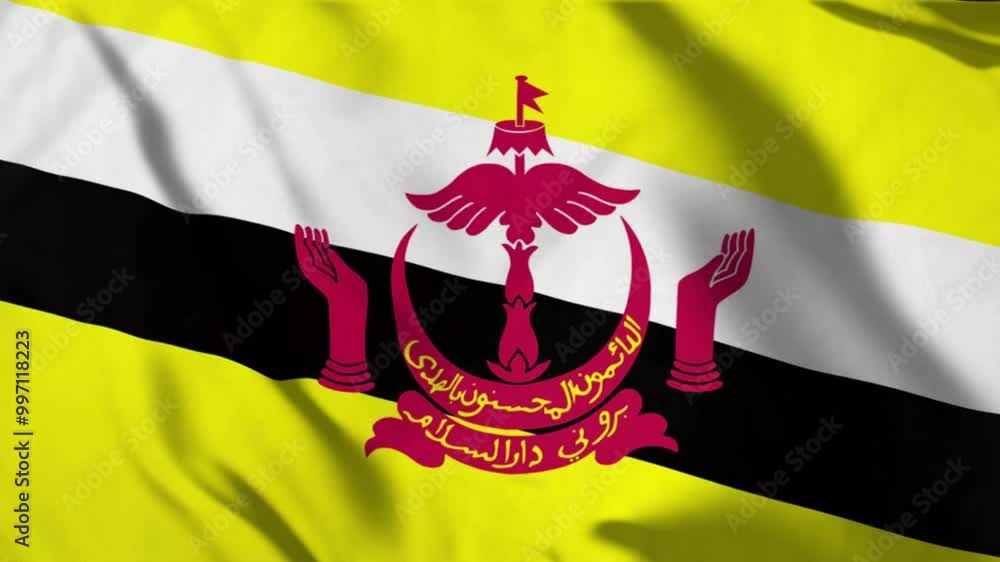 Waving National Flag of Brunei, National Brunei Darussalam Flag ...
