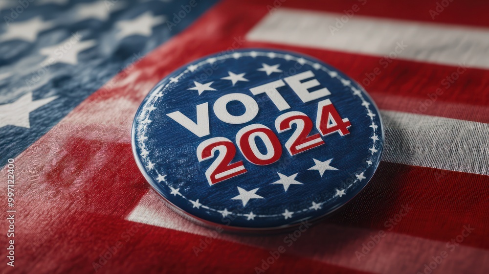 USA 2024 election badge with "VOTE 2024" text and USA symbols placed on ...