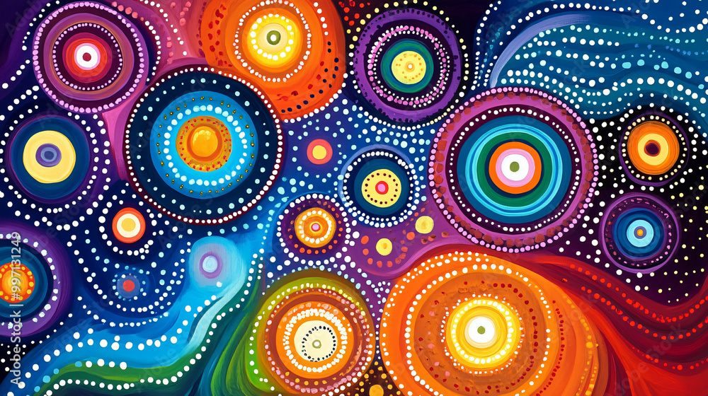 Australian Aboriginal dot painting style art dreamtime story of the ...