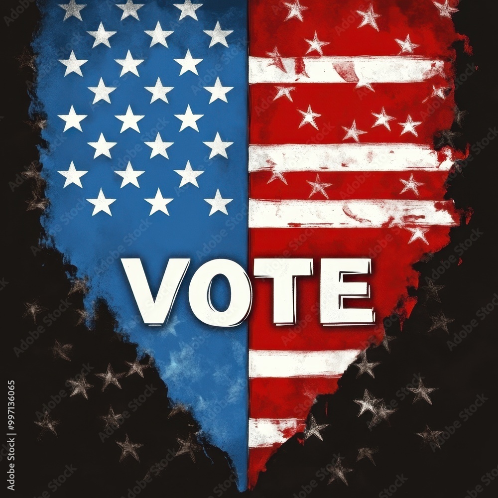 Square Vote graphic in red white and blue of the United States of ...