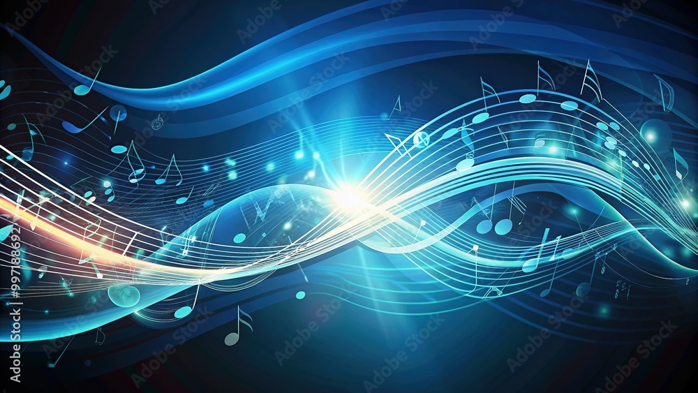 Vibrant music background with colorful musical notes and G-clef ...