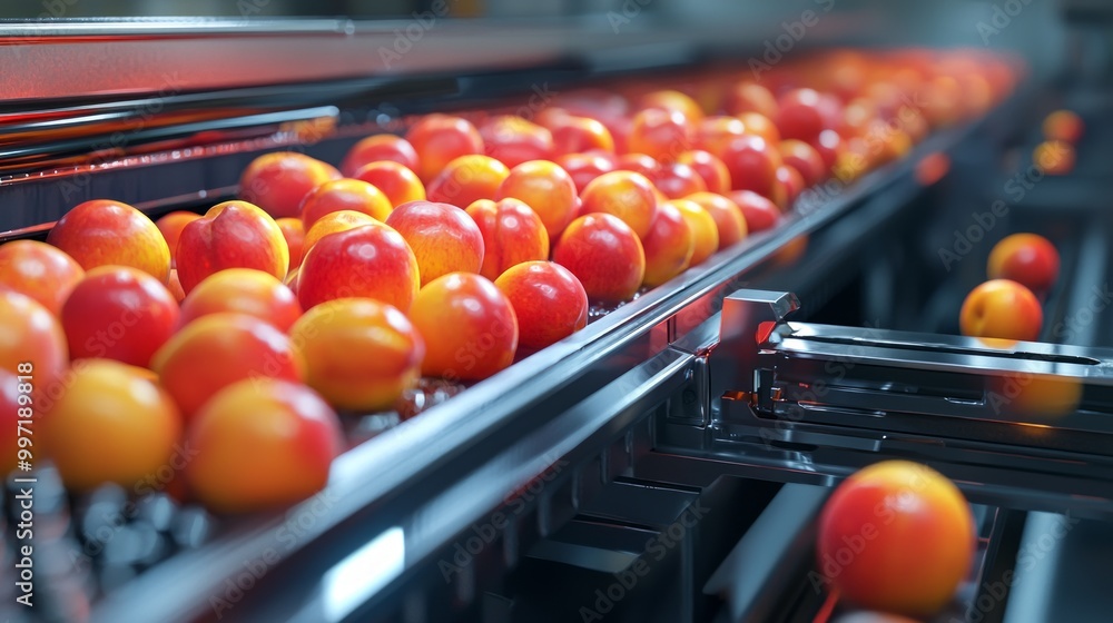 Advanced Robotic Fruit Sorting Machine Sorting Peaches by Size and ...