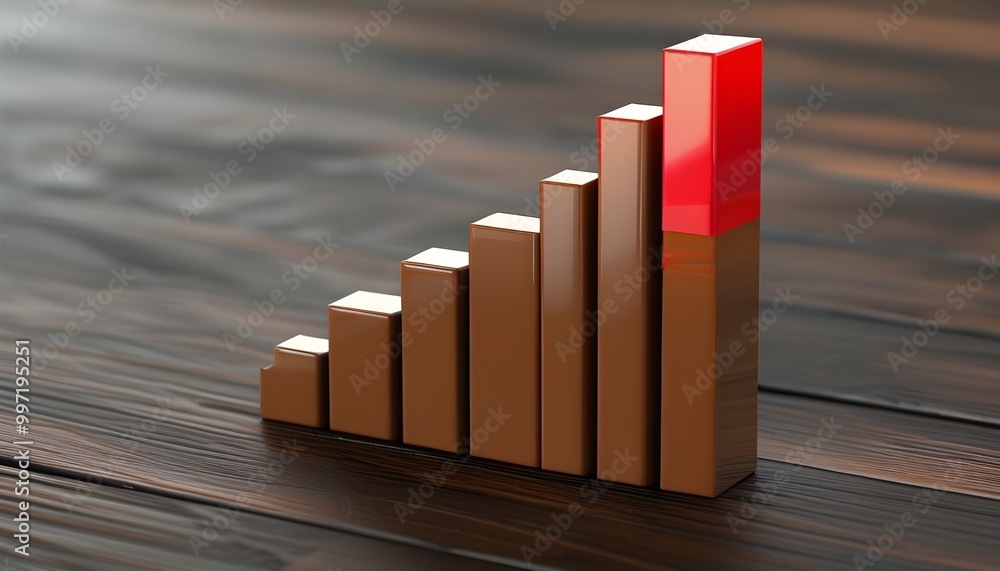 Dynamic 3D bar graph showcasing brown bars ascending in size with a ...