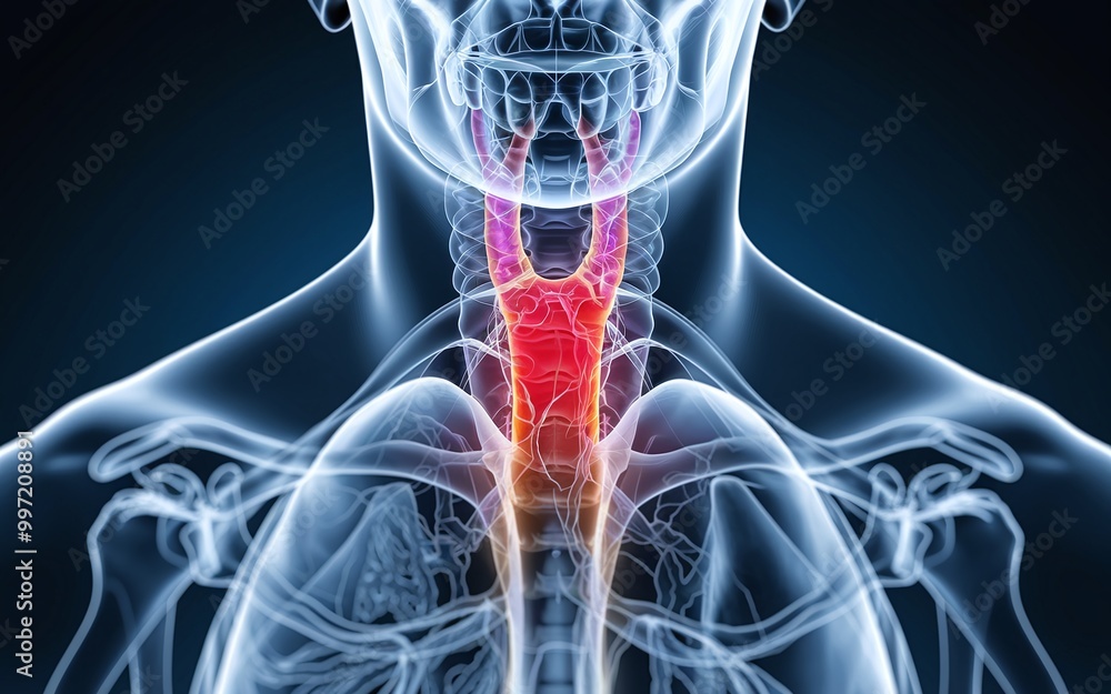 X-ray of the human larynx, throat, and neck. Stock Illustration | Adobe ...