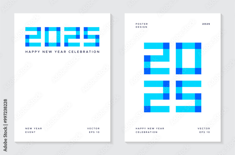 Happy New Year 2025 poster design concept creative set of new year ...
