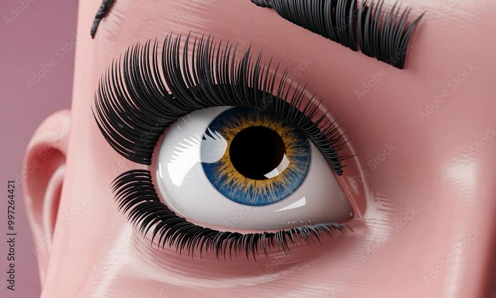 Hyper-Realistic 3D Render of a Stylized Eye with Detailed Eyelashes and ...