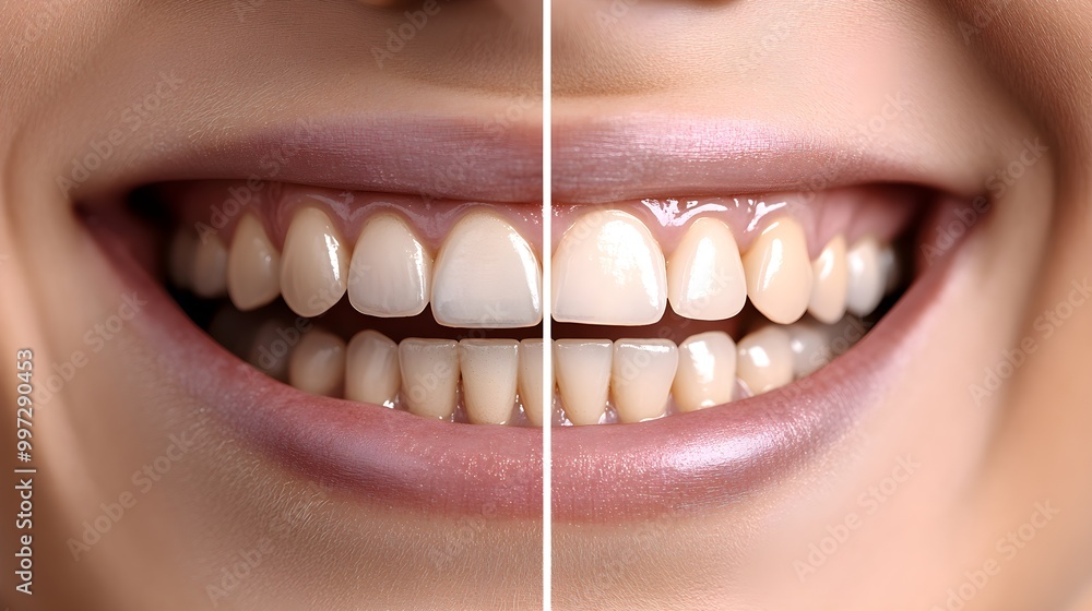 Before-and-after dental treatment images, featuring misaligned ...