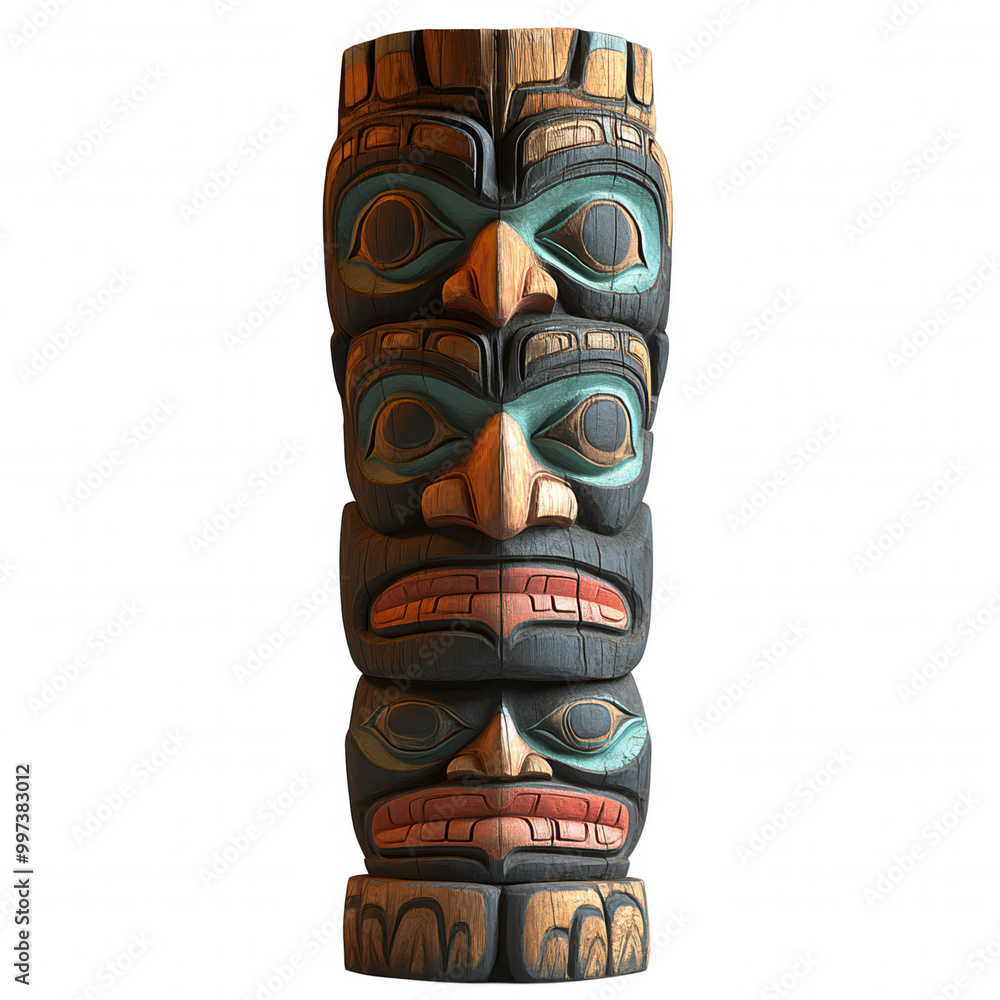 Stylized Wooden Totem with Traditional Hawaiian Design and Maasai ...