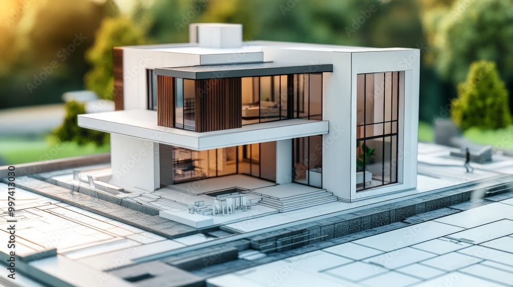 Modern architectural marvel, showcasing an innovative house design with ...