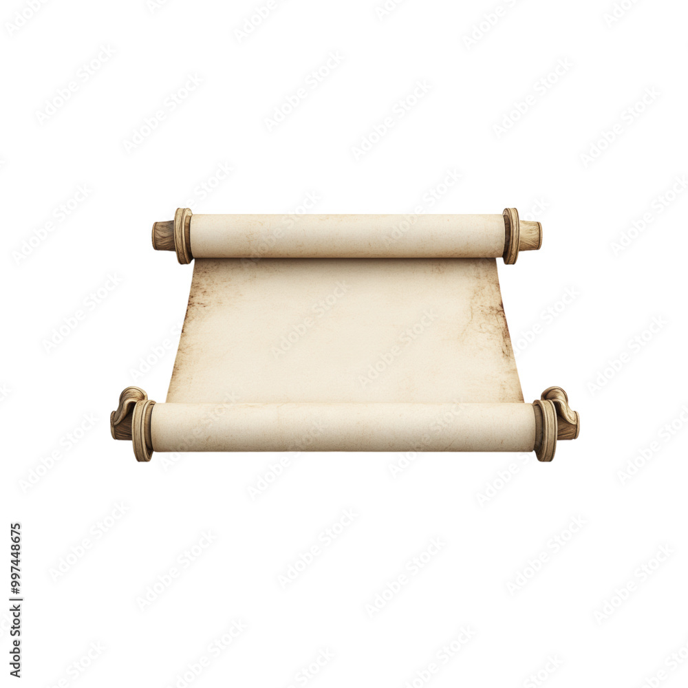 Blank paper scroll mock-up with rolling ends. png, transparent ...