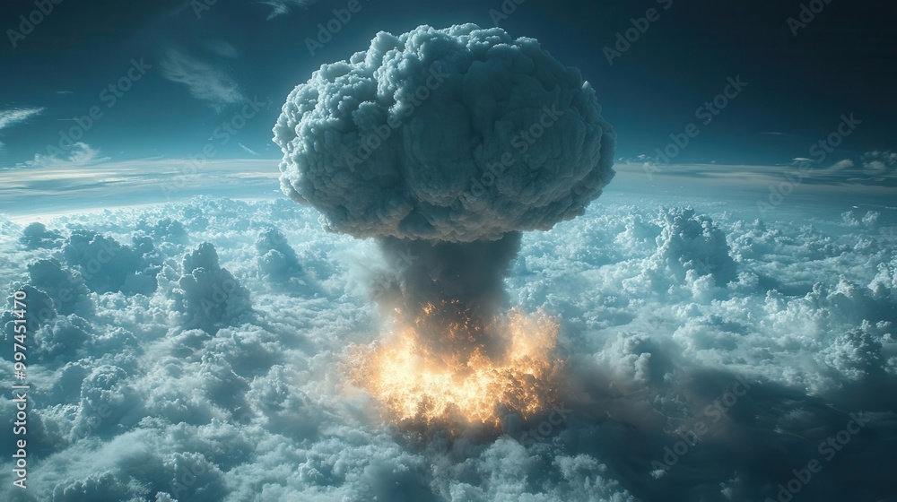 dramatic depiction of the tsar bomba mushroom cloud illustrating the ...