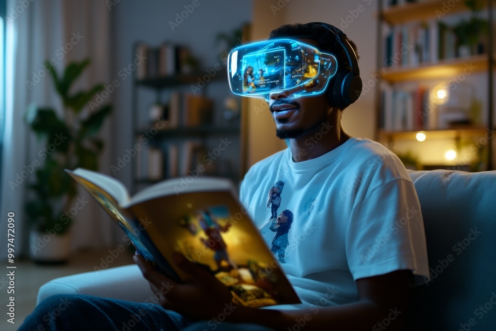 Futuristic reading comprehension app, where users read stories through ...