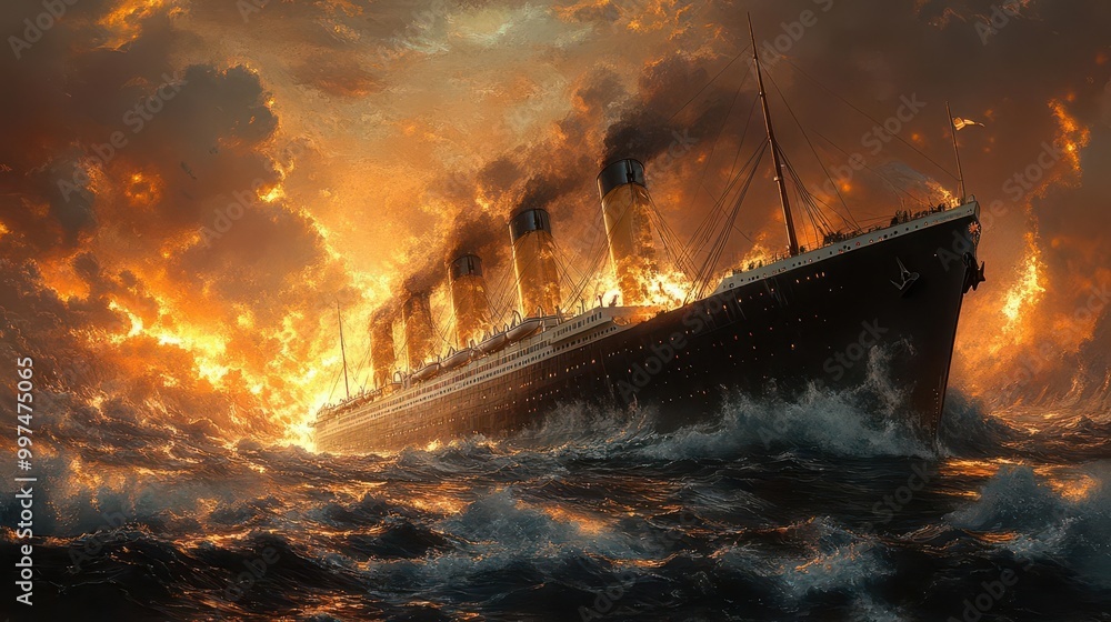Foto de historic depiction of the sinking of the rms titanic ...