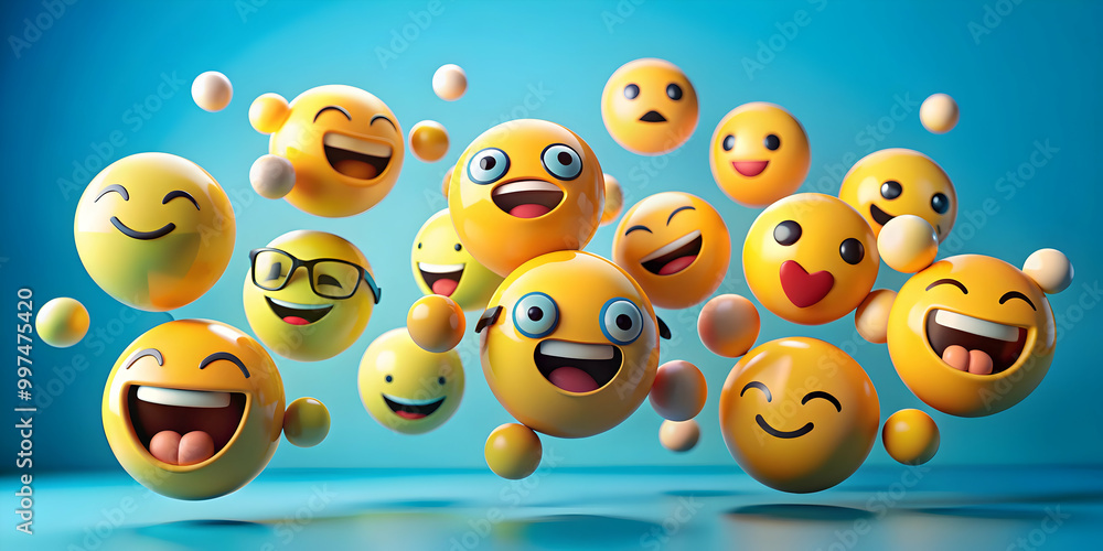 Playful and expressive emojis and speech bubbles in dynamic poses ...