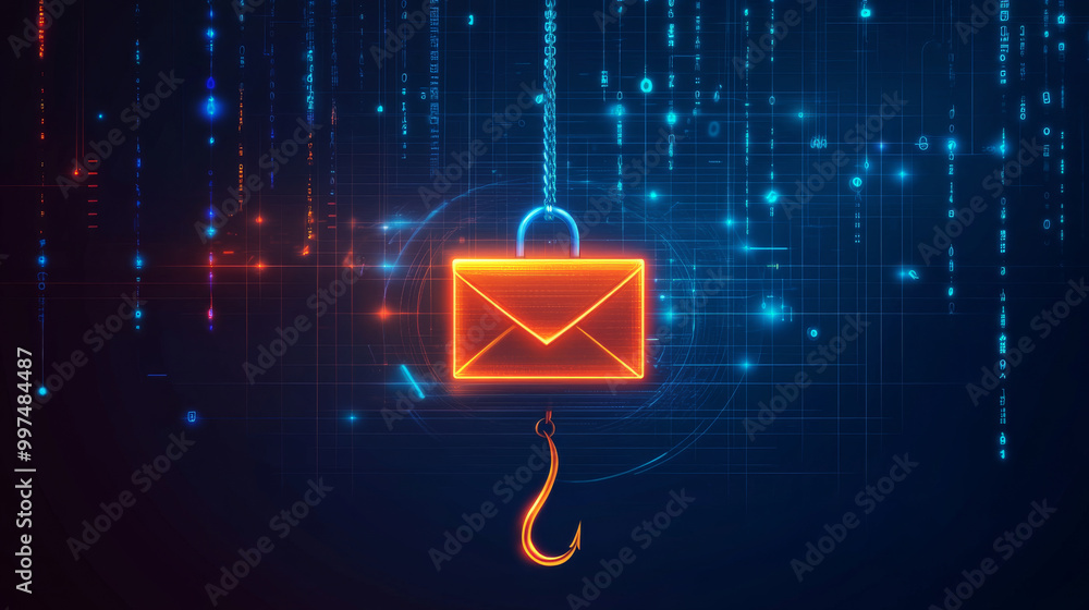 Phishing - Phishing Icon with Letter and Fishing Hook - Type of Social ...