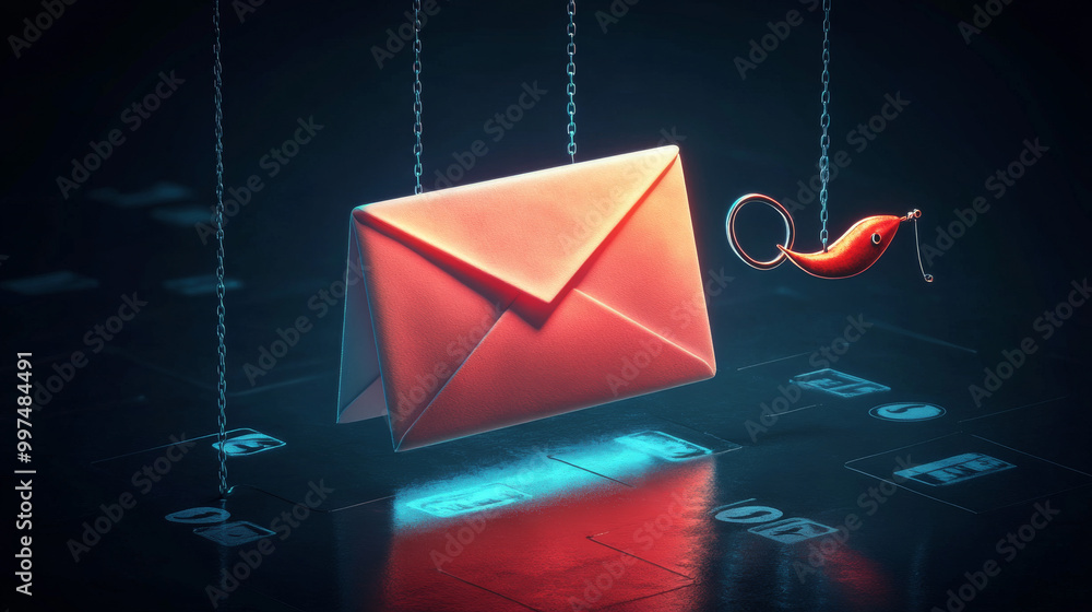 Phishing - Phishing Icon with Letter and Fishing Hook - Type of Social ...