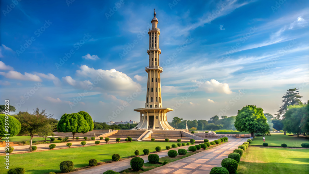 Side view of Minar e Pakistan in Lahore park, Pakistan, Lahore ...