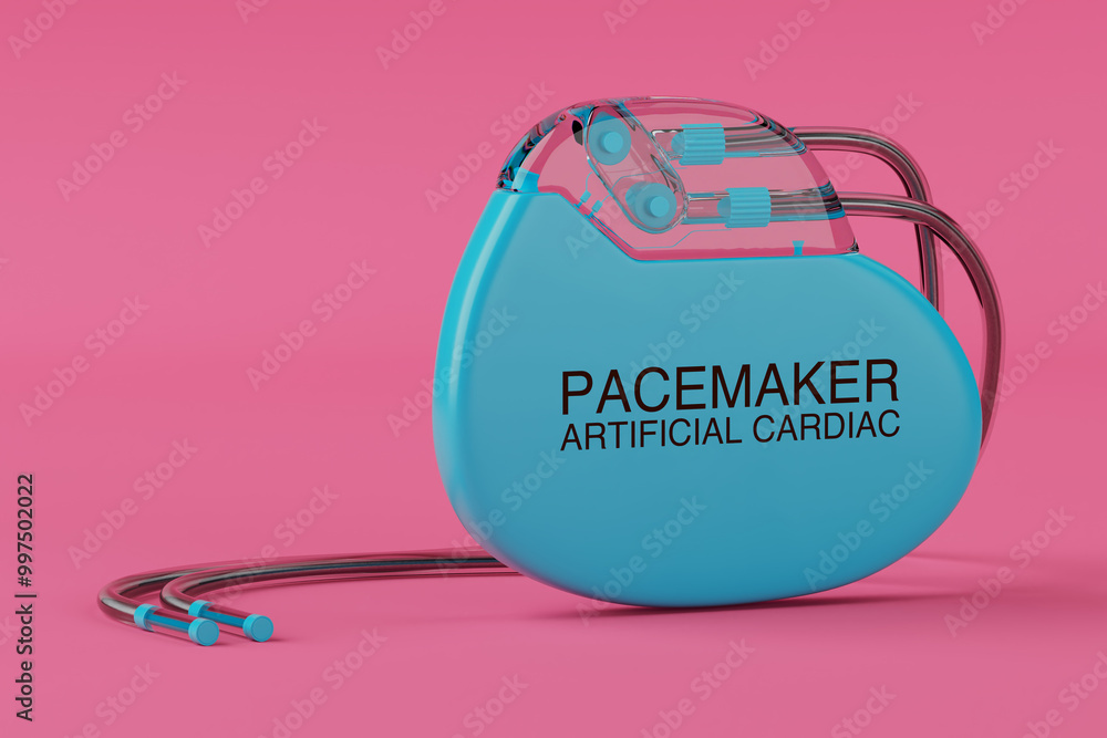 Poster Implantable Blue Artificial Cardiac Pacemaker Device in Duotone ...