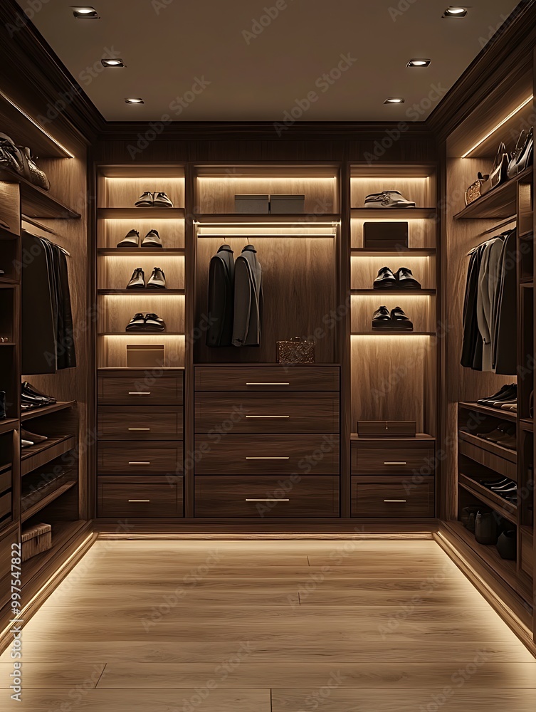 His and Hers Dual-Side Wardrobe with Separate Sections A large, luxury ...