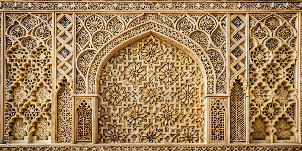 Patterned Arab-inspired texture wall with intricate details for ...