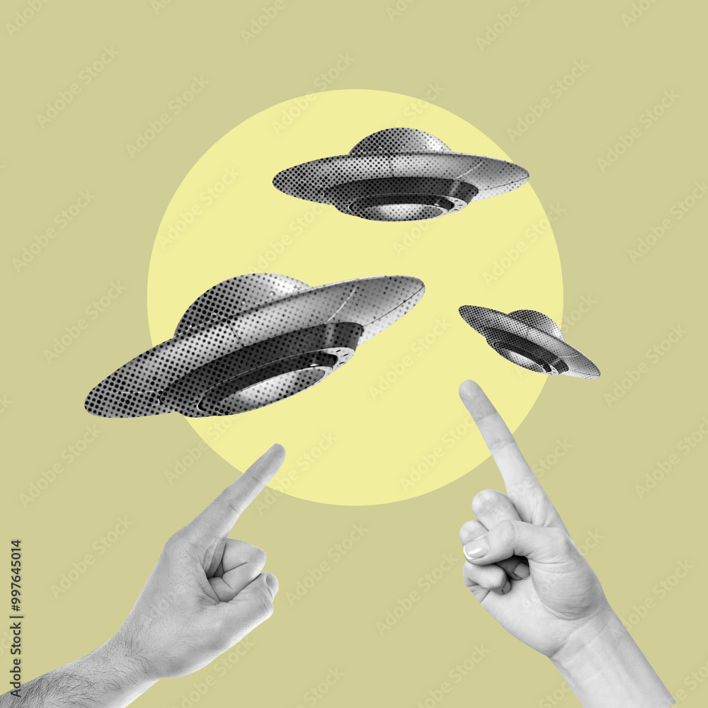Hand, Pointing, UFO, Cosmos Science, UFO, UFO, Meme, Composite Image ...