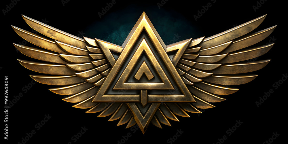 Valkyrie symbol with Odin's Valknut, Norse mythology, isolated ...