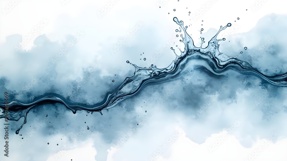 abstract soft blue and white watercolor ocean wave texture background ...