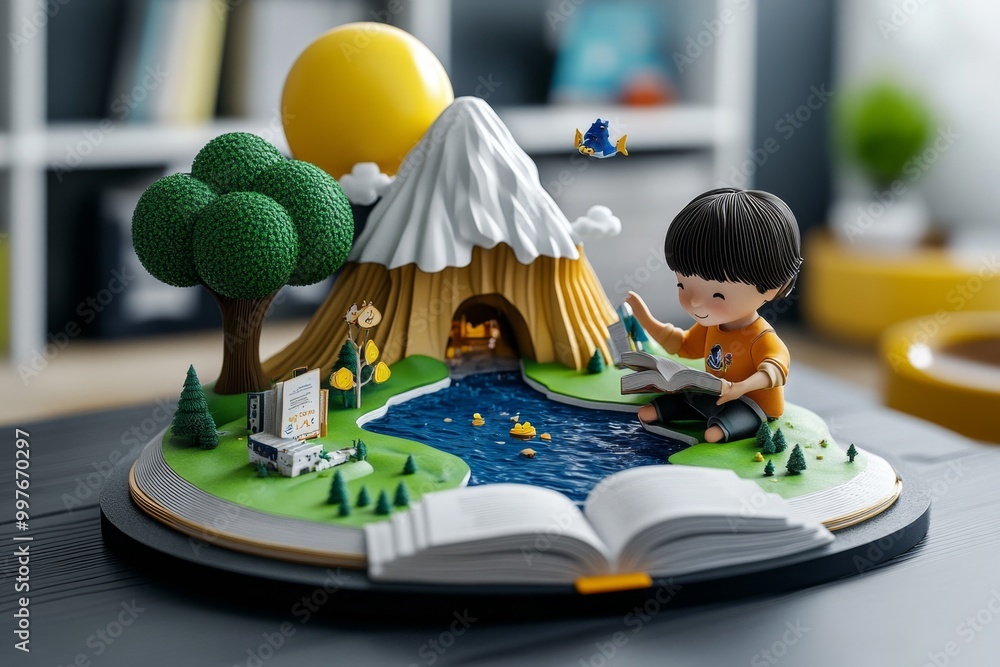 Digital 3D classroom for reading comprehension, where students interact ...